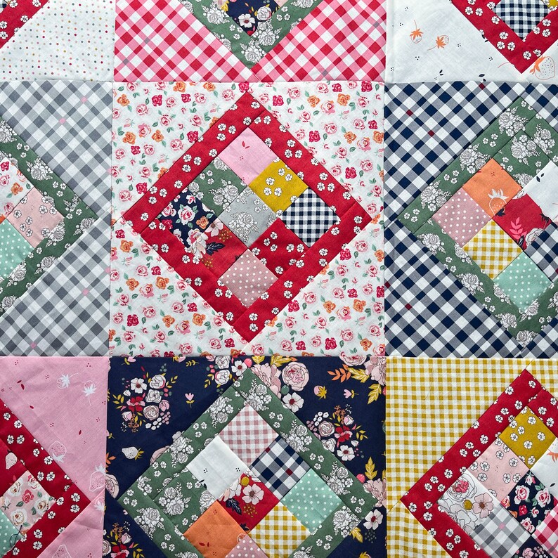 9 Patch Pivot Quilt Kit, Large Throw Quilt, Bloomberry Fat Quarter ...