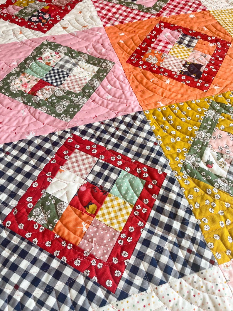 9 Patch Pivot Quilt Kit, Large Throw Quilt, Bloomberry Fat Quarter ...