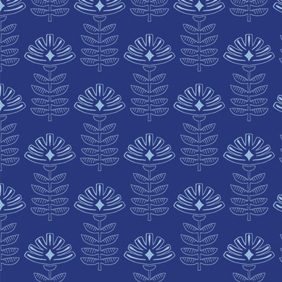 Etched Blooms Cobalt, True Blue Fabric Collection, Yardage, Art Gallery ...