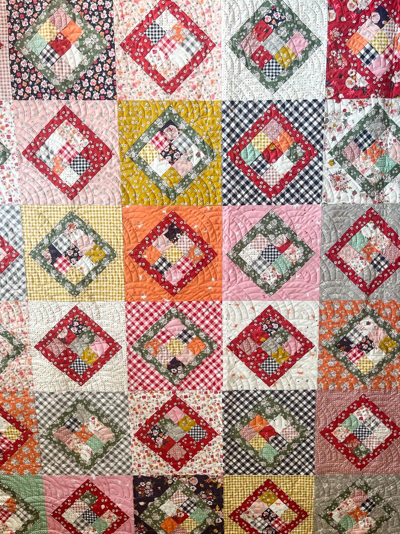 9 Patch Pivot Quilt Kit, Large Throw Quilt, Bloomberry Fat Quarter ...