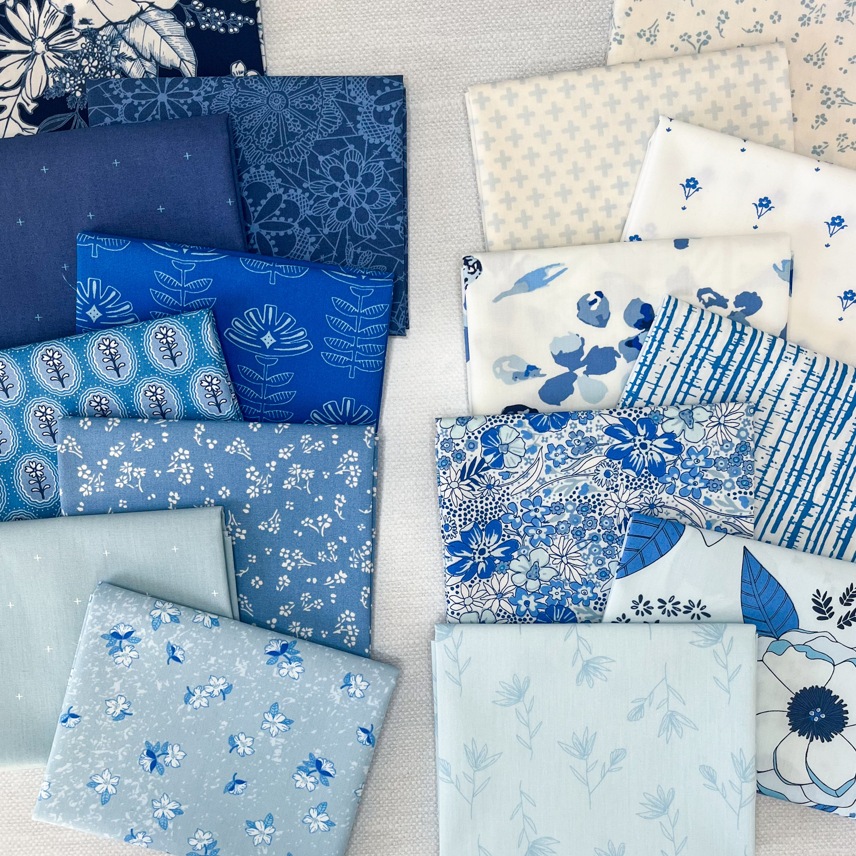 True Blue Fat Quarter Bundle, Half Yard Bundle, Art Gallery Fabrics ...