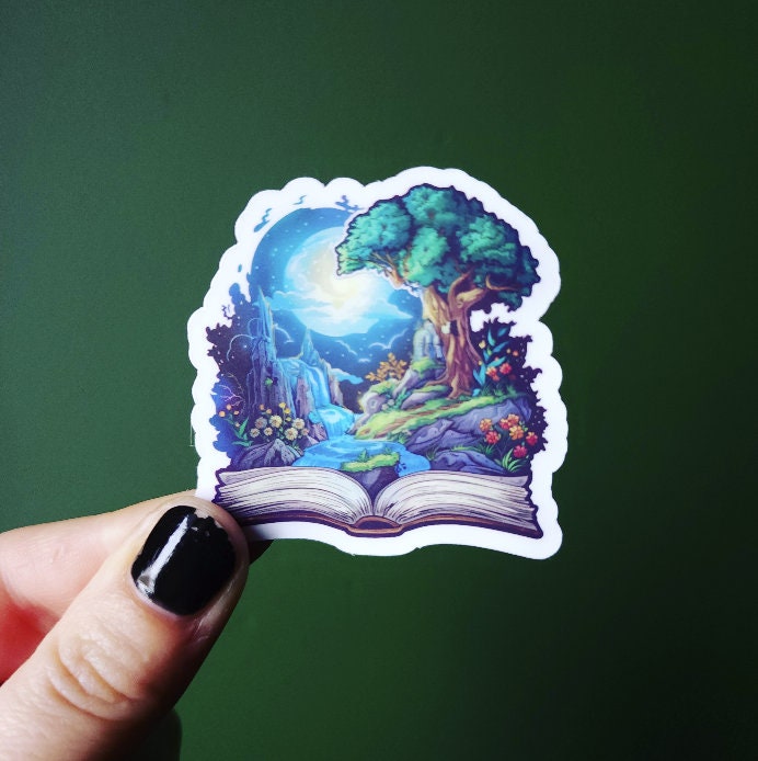 Matte Sticker Reading Book Sticker Fantasy Book - Etsy