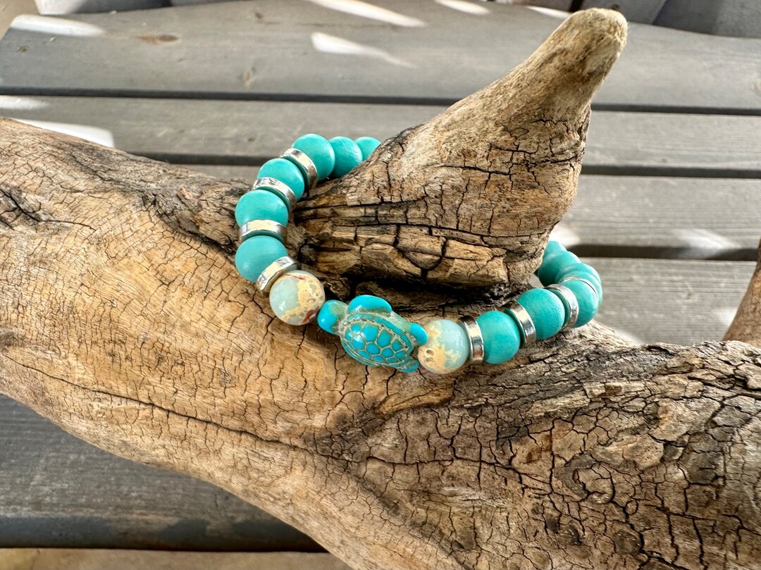 Siesta Key Turquoise With Imperial Jasper Accents Turtle Beaded ...