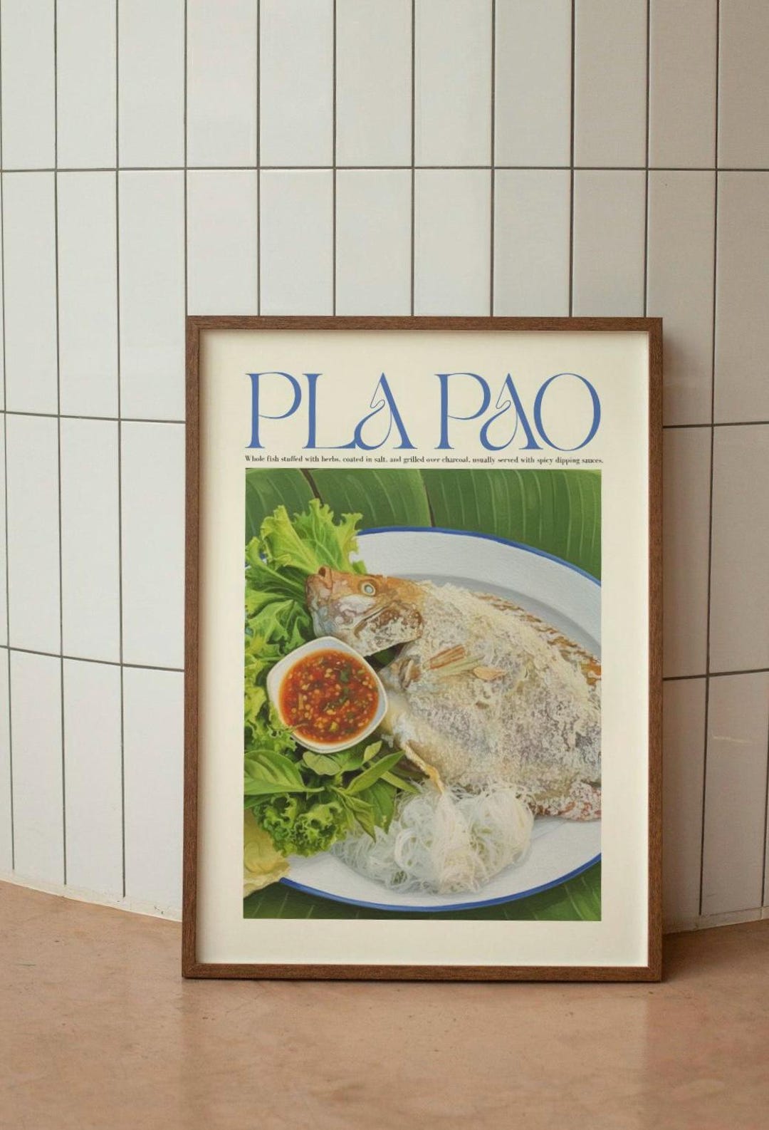 Pla Pao Poster | Thai Grilled Fish Kitchen Wall Art, PNG Digital ...