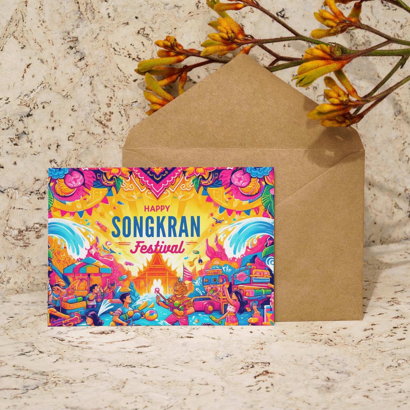 Happy Songkran Festival Greeting Card - Digital PDF Download | Thai ...