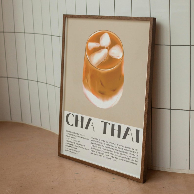 Cha Thai Poster | Thai Tea Art Print | Digital Download | Cozy Asian ...