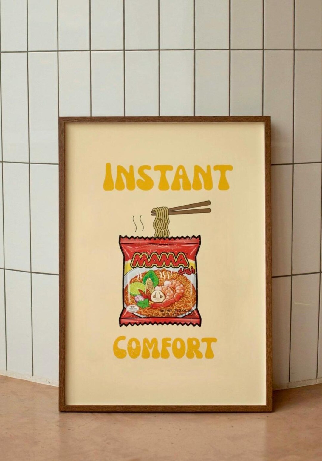 Mama Noodle Print: Thai Instant Noodles, Funny Witty Retro Kitchen ...