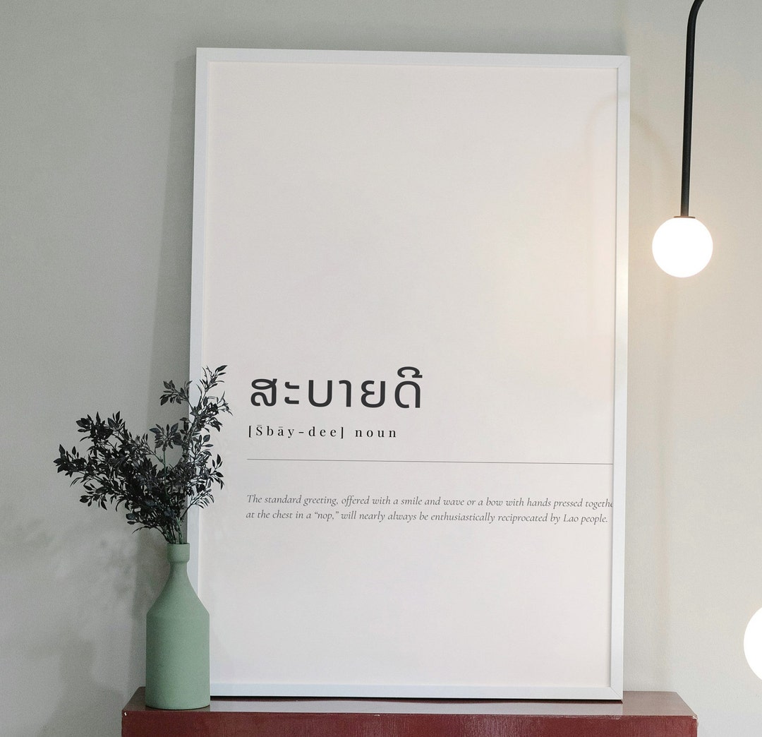 Lao Language & Culture Poster: Sabaidee Greeting in Lao Script ...