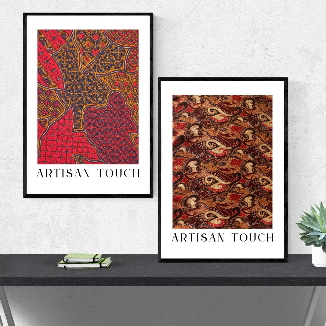 Crimson Red Batik Art Prints: Southeast Asian Decor (digital Download ...