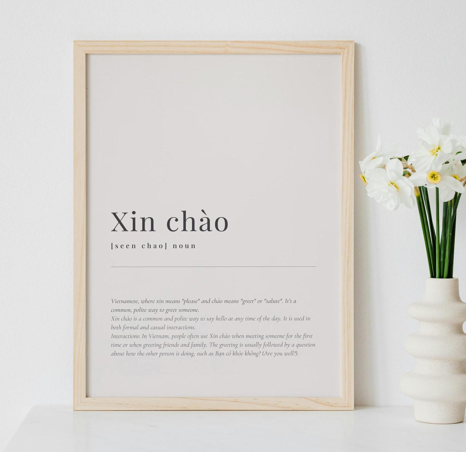 Xin Chào Vietnamese Greeting Poster | Minimalist Wall Art | Cultural ...