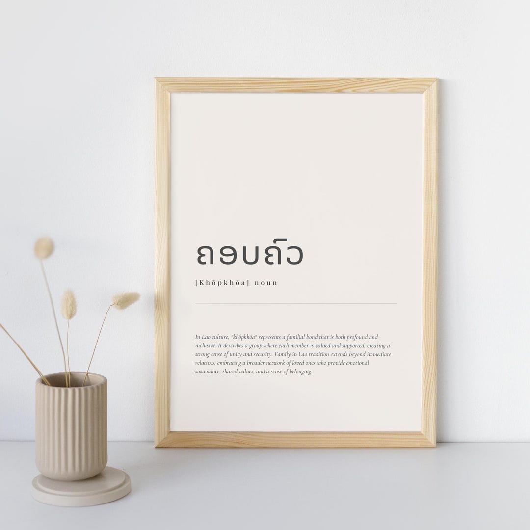 Family in Lao Script | Khropkhua Printable Wall Art | Instant Digital ...