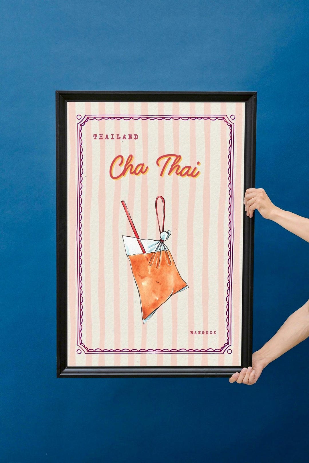 Thai Iced Tea Retro Poster | Vintage Kitchen Cafe Wall Art Print ...