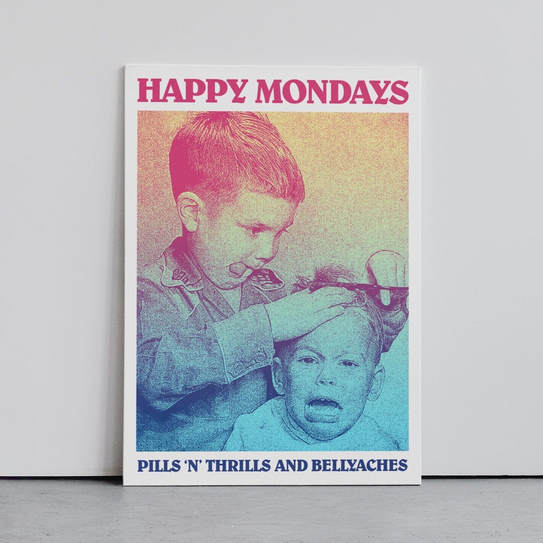 Happy Mondays Poster, Music Wall Art, Band Cover Graphic, Britpop ...