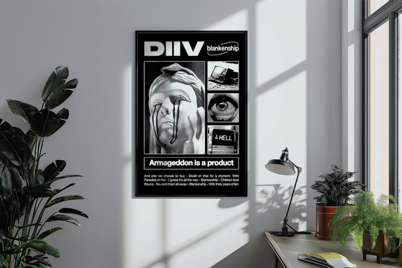 DIIV Poster, Music Wall Art, Band Cover Graphic, Post Punk Poster ...