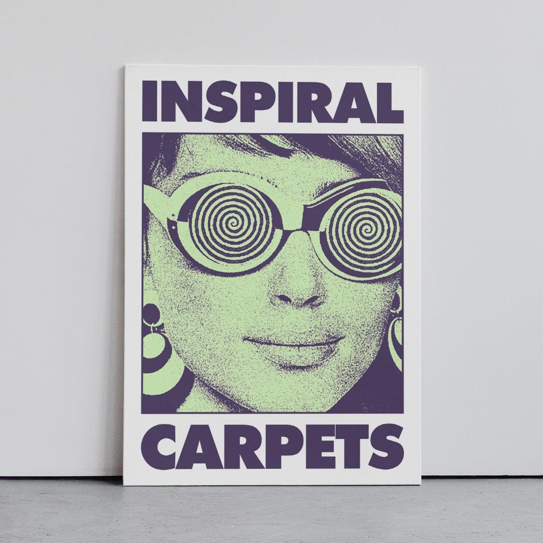 Inspiral Carpets Poster, Music Wall Art, Band Cover Graphic, Britpop ...