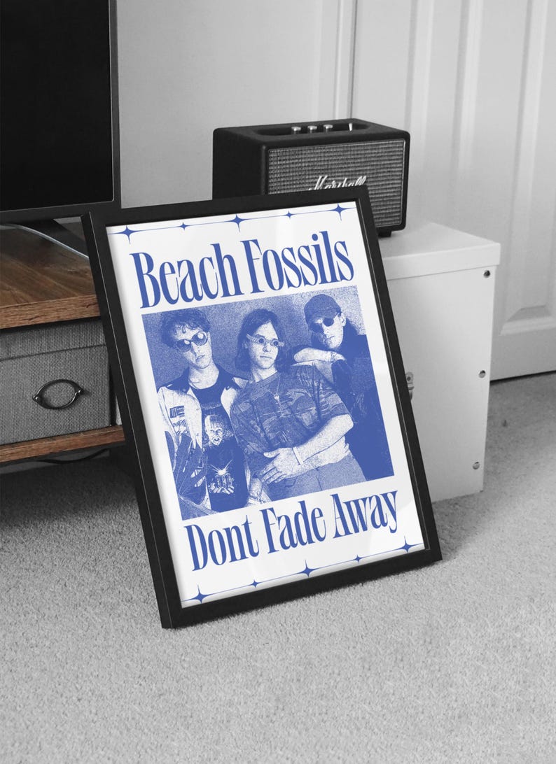 Beach Fossils Poster, Music Wall Art, Band Cover Graphic, Indierock ...