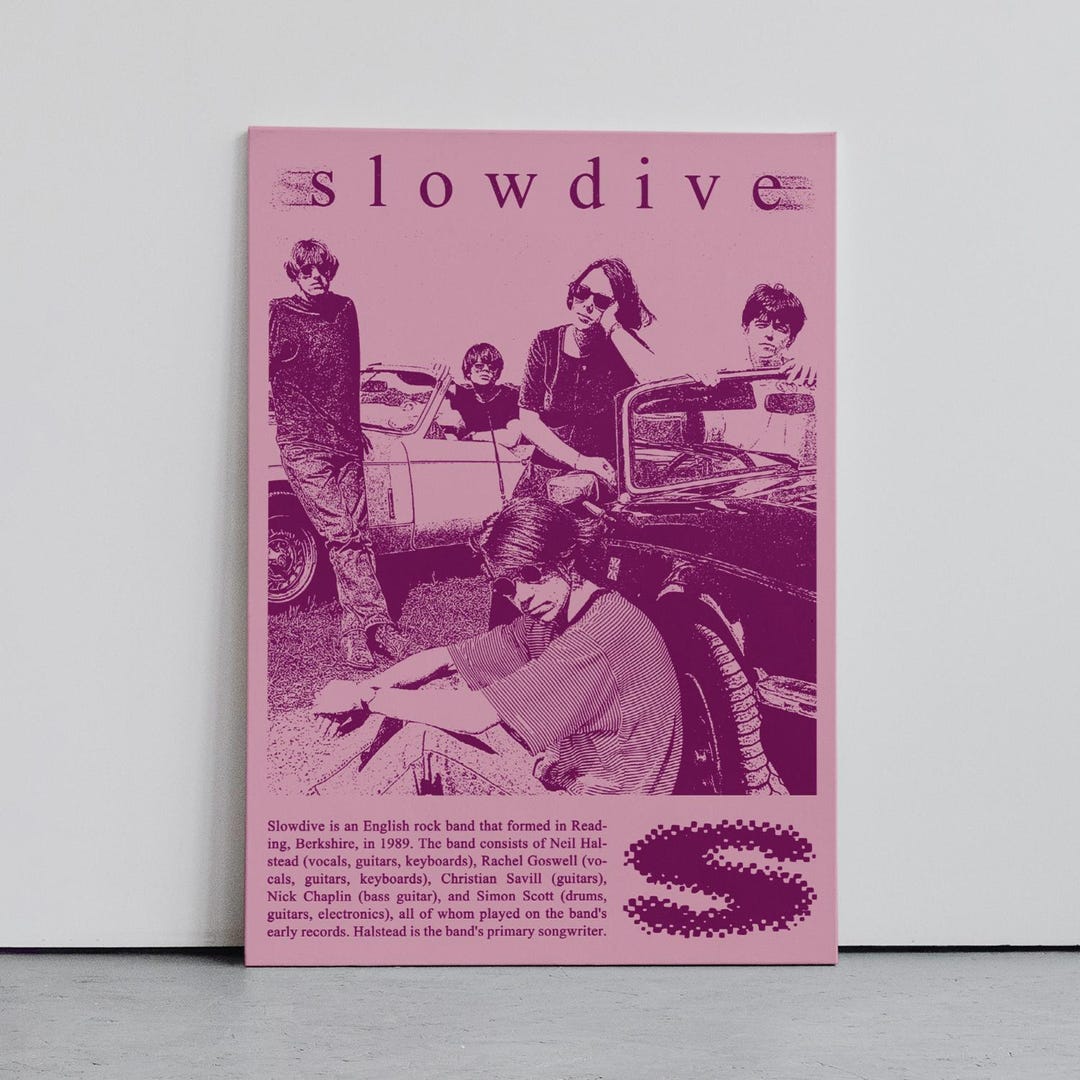 Slowdive Poster, Music Wall Art, Band Cover Graphic, Shoegaze Poster ...