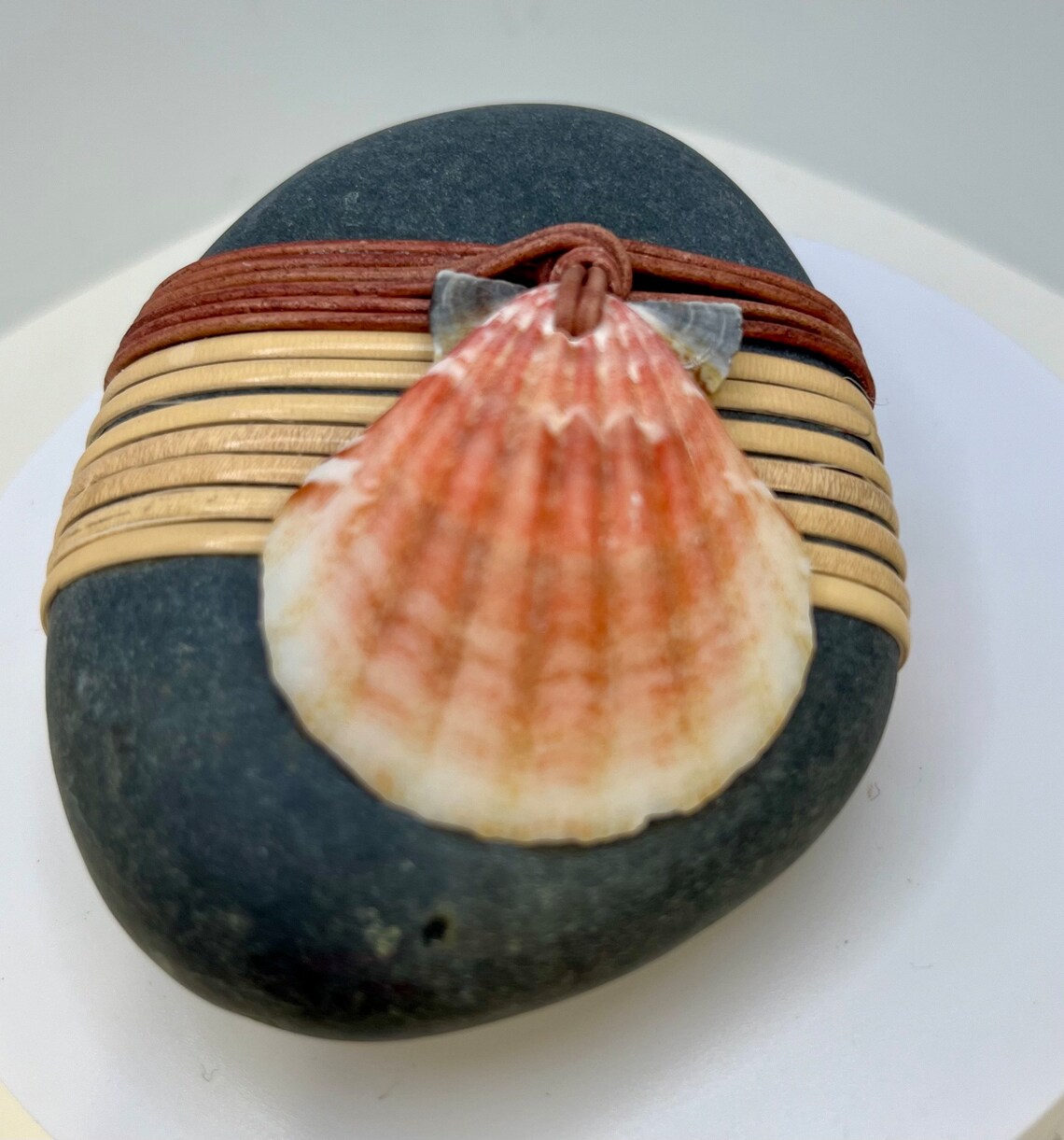 Smooth Natural Rock Wrapped in Cane and Leather, Embellished With a ...