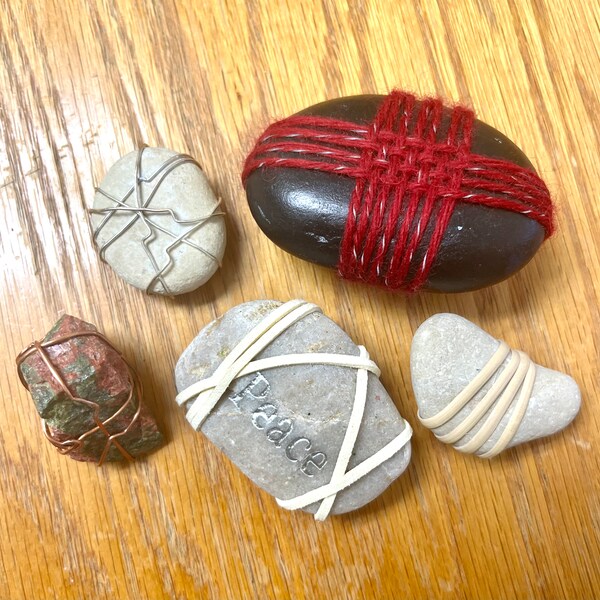 Cane Wrapped Rocks - Etsy