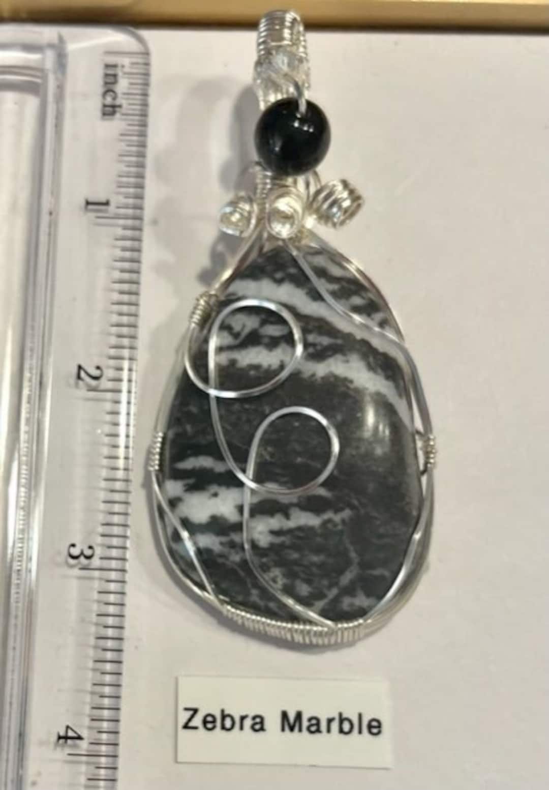Very Large Zebra Marble Stone Pendant - Etsy