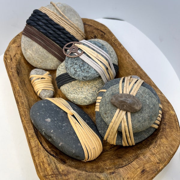 Cane Wrapped Rocks - Etsy