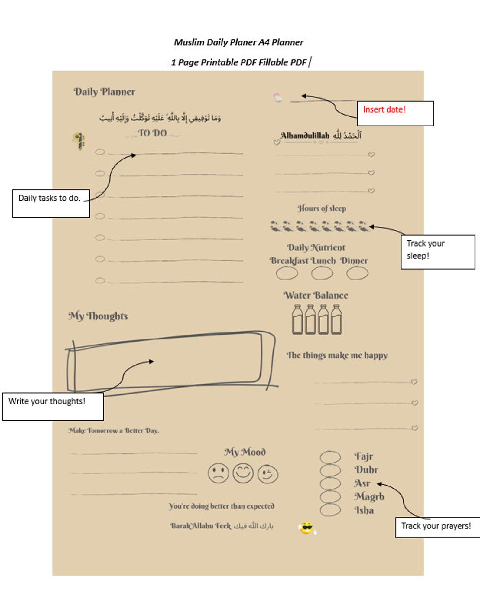 Muslim Daily Planner - Etsy