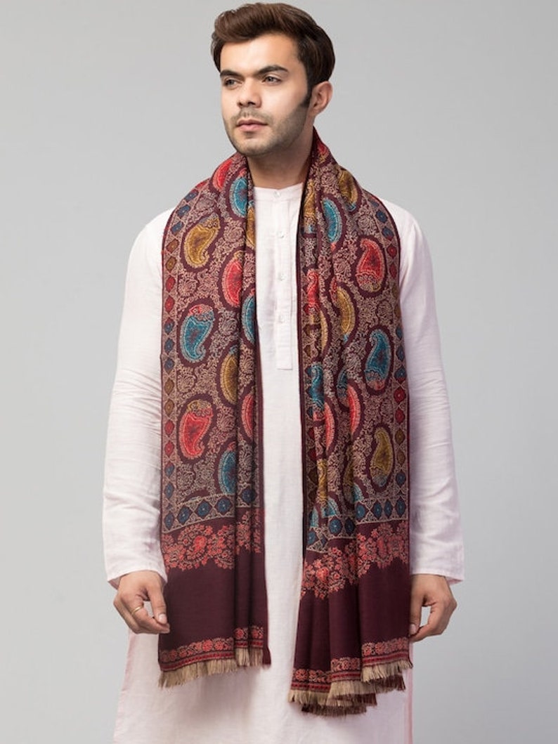 Pashminan Men Paisely Woven Design Shawl Pashmina Shawls - Etsy