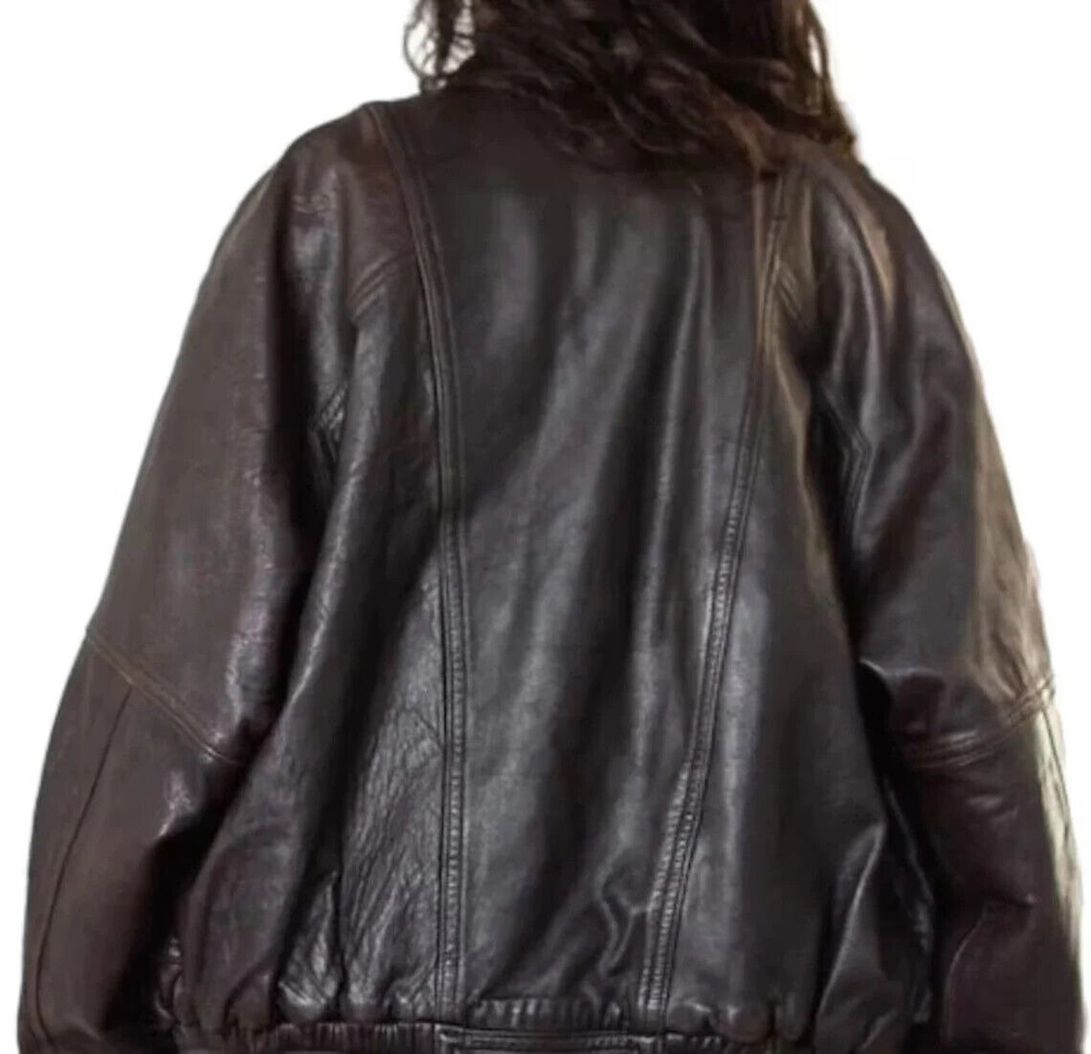 Brown Oversized Leather Jacket 90s Women's Genuine - Etsy