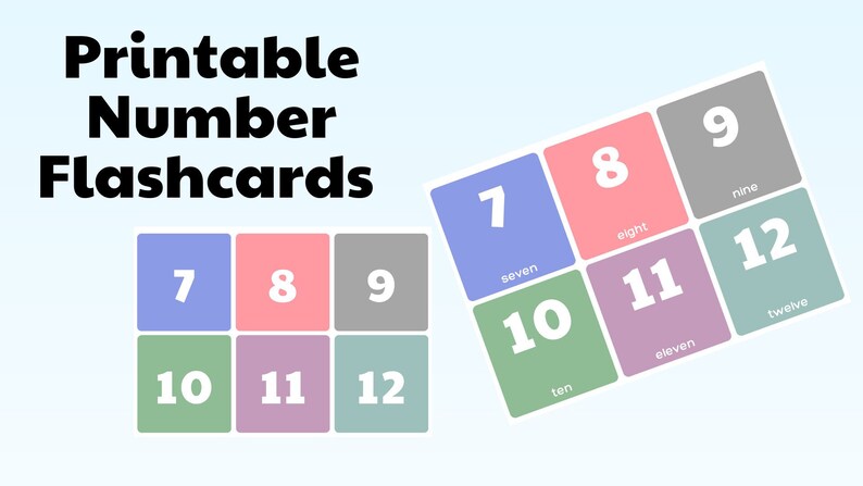 Back to School Numbers Flashcards, Preschool Numbers Printable, Numbers ...