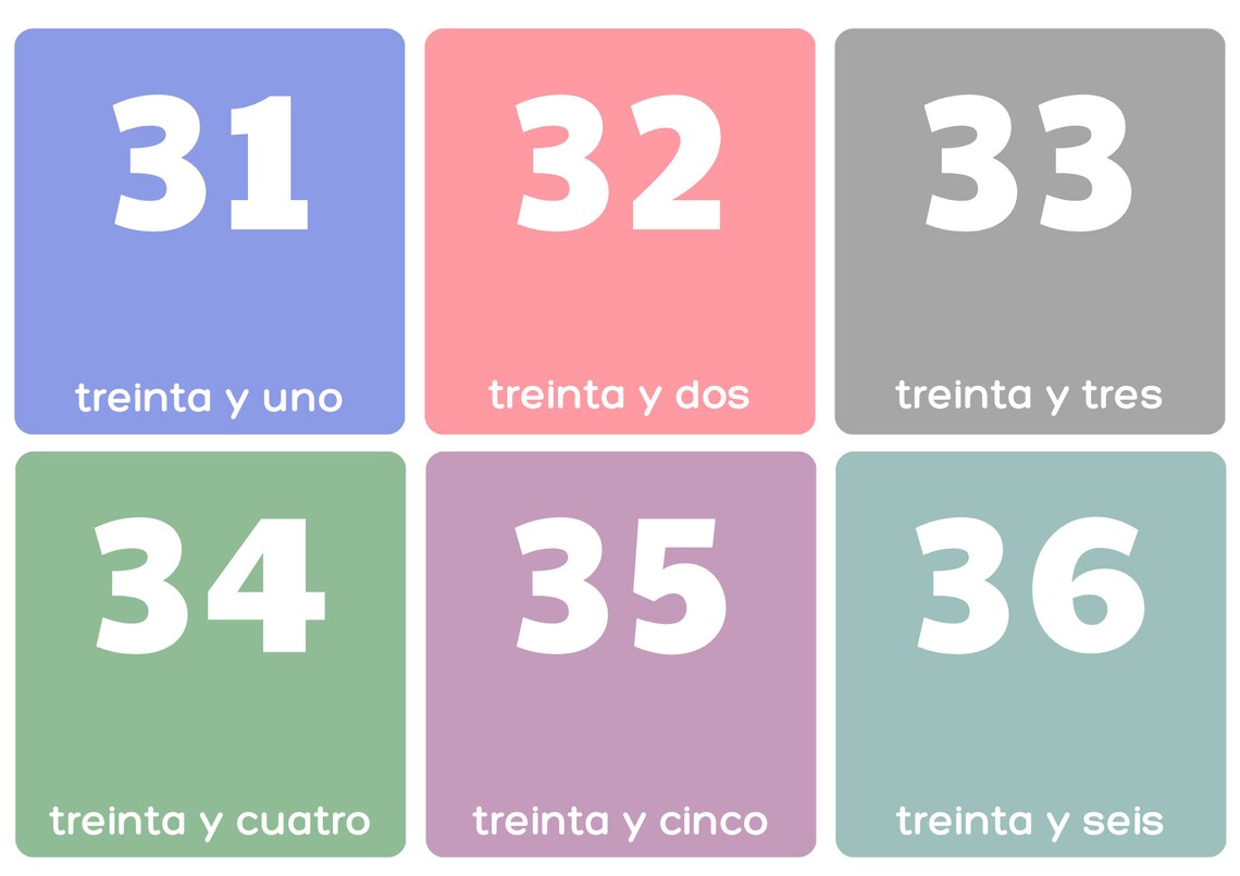 Back to School Printable Numbers Flashcards in Spanish, Numbers ...