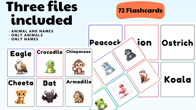Back to School Printable Animal for Kids, Learn Animal Names ...