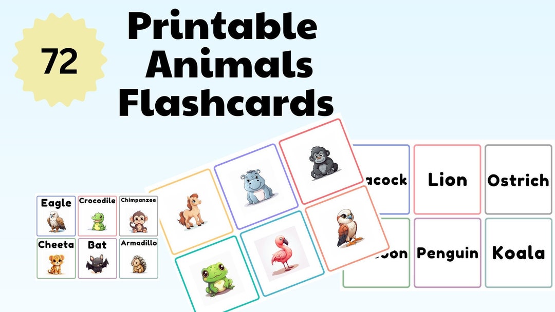 Back to School Printable Animal for Kids, Learn Animal Names ...