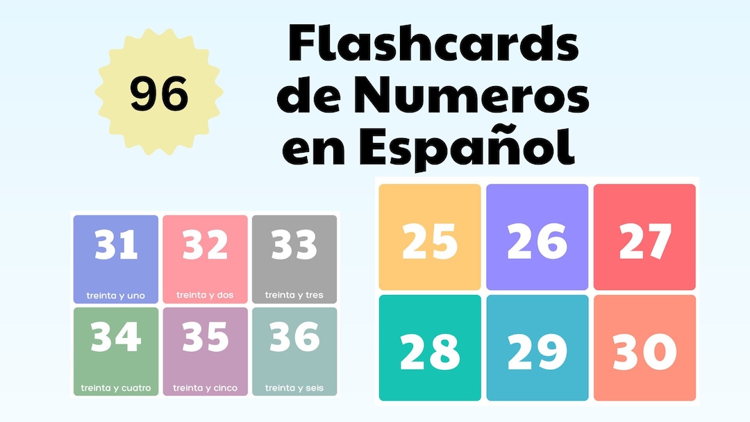 Back to School Printable Numbers Flashcards in Spanish, Numbers ...