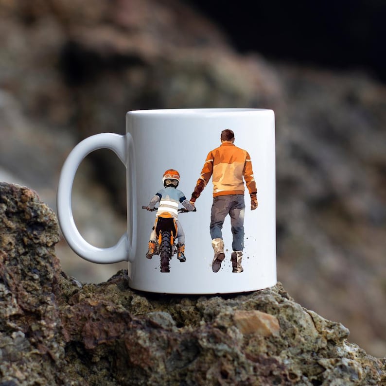 Personalized Motocross Mug for Dad or Grandpa With Child or Two ...