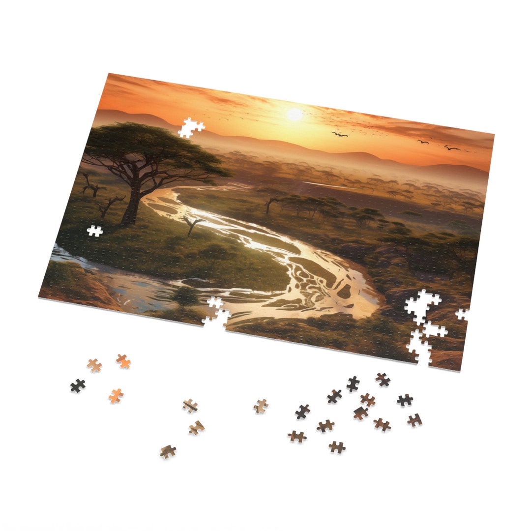 African Winding River With Wild Life Jigsaw Puzzle 252, 500,1000-piece ...