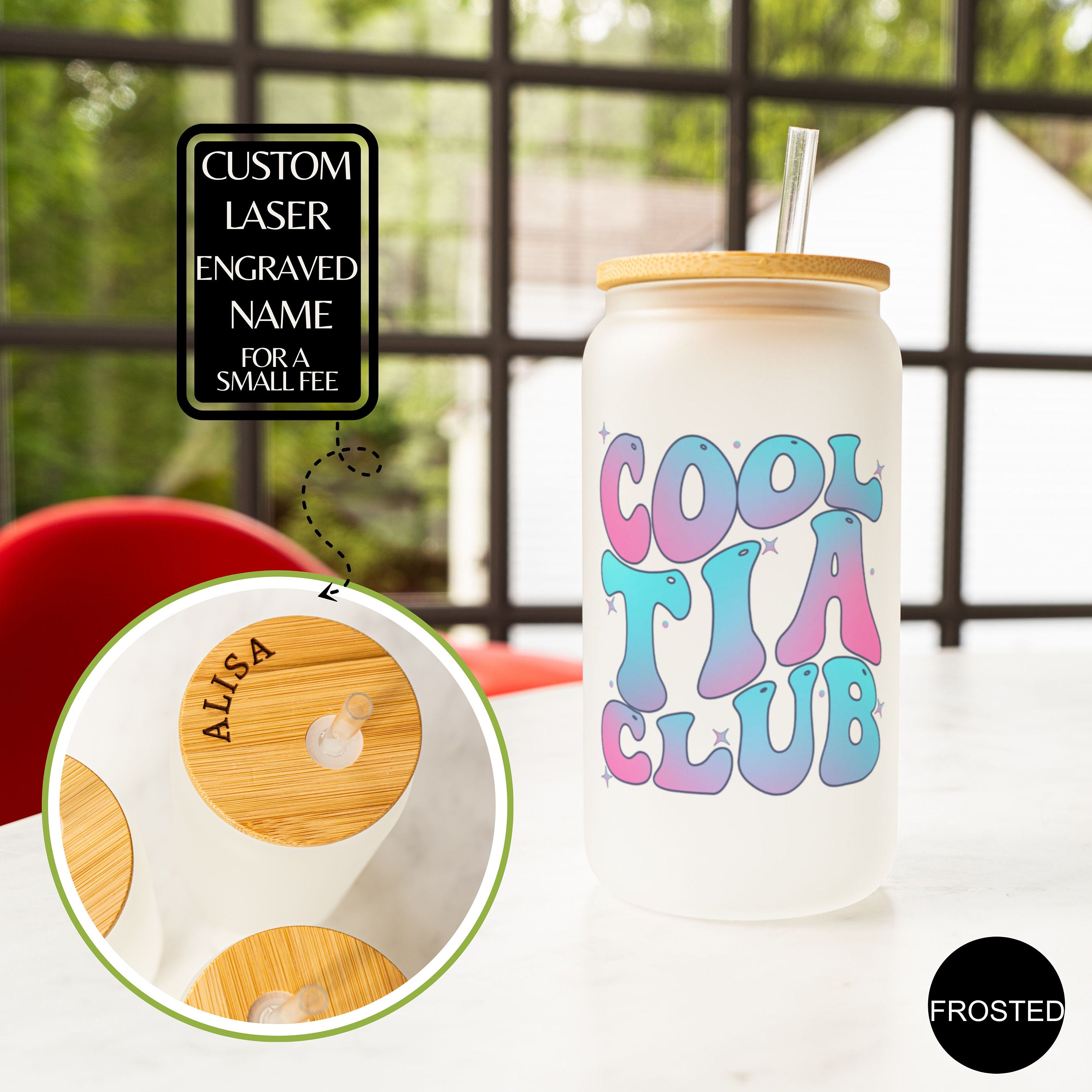 Custom Cool Tia Club Gift for Aunt Tia Personalized Glass Cup, Custom ...