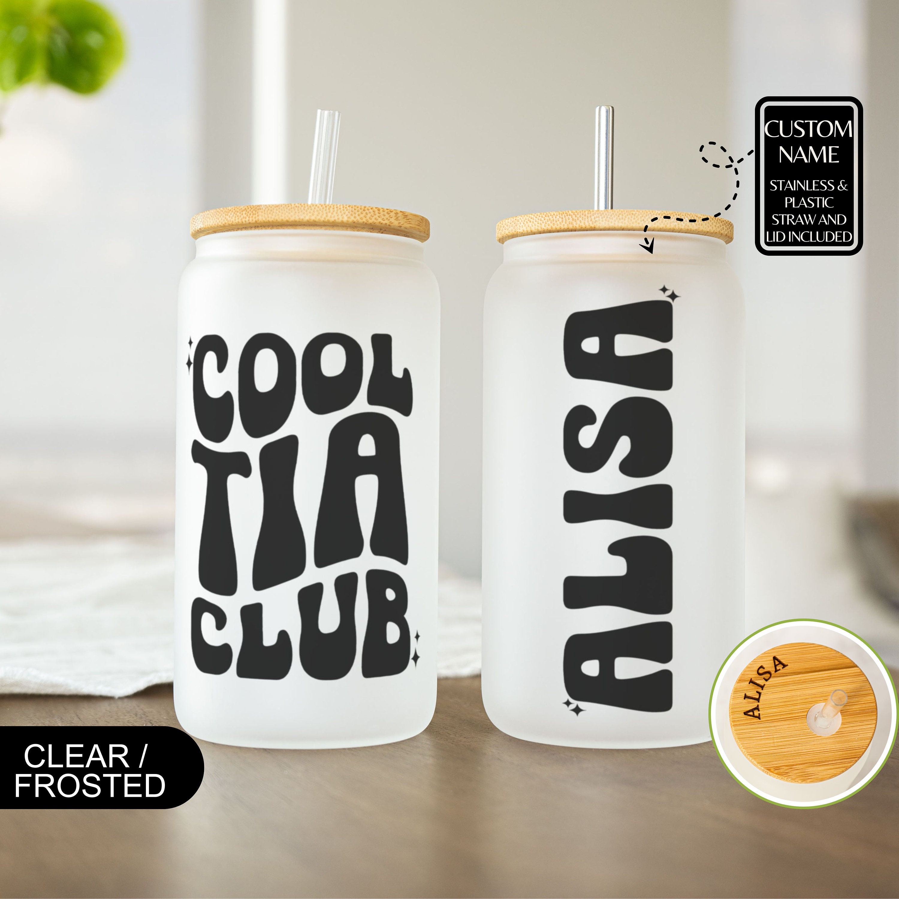 Custom Cool Tia Club Gift for Aunt Tia Personalized Glass Cup, Custom ...