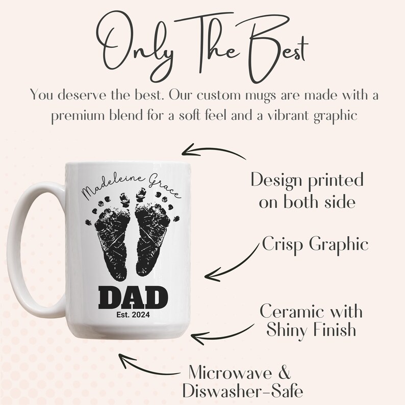 Custom Baby Footprint Mug for Dad,personalized First Fathers Day Mug ...