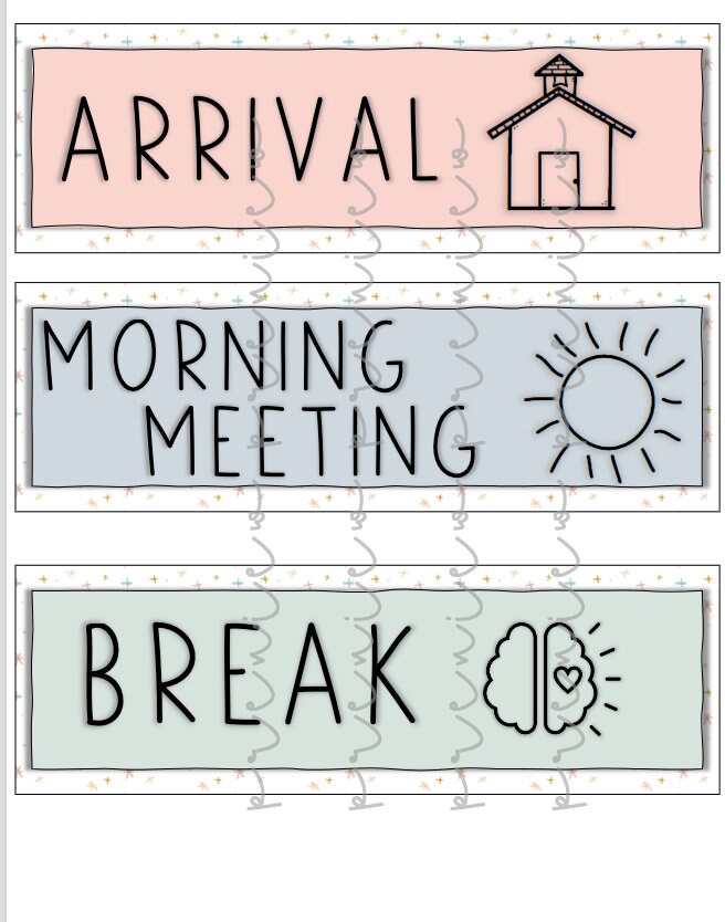 Boho Pastel Colored *editable* Schedule Cards - Etsy
