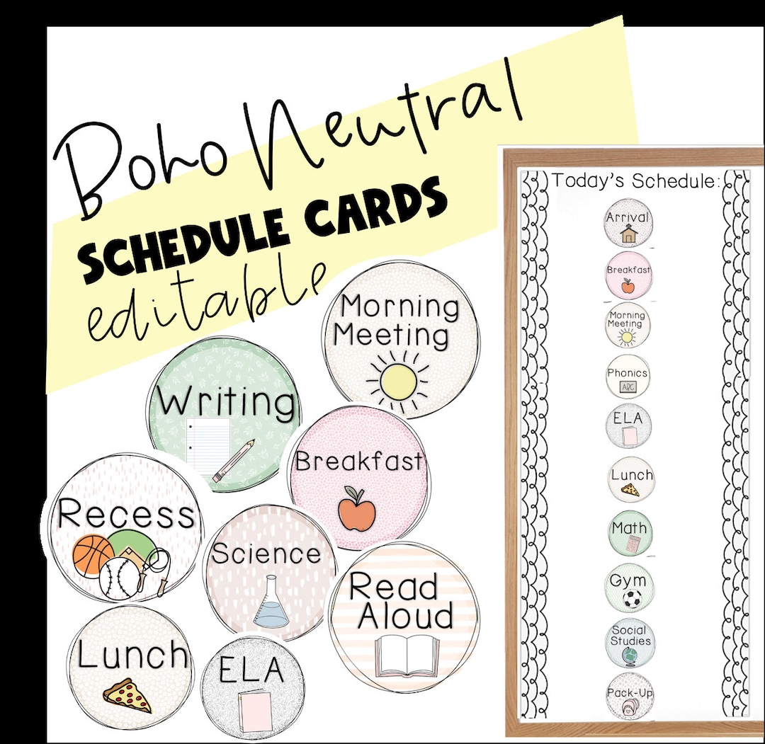 Boho Neutral Schedule Cards *editable - Etsy