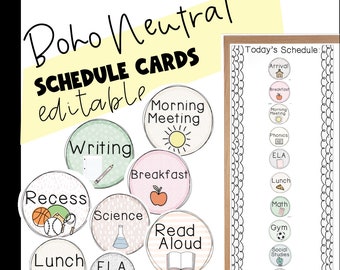 Boho Classroom Schedule Cards - Editable Daily Schedule Cards for Boho ...