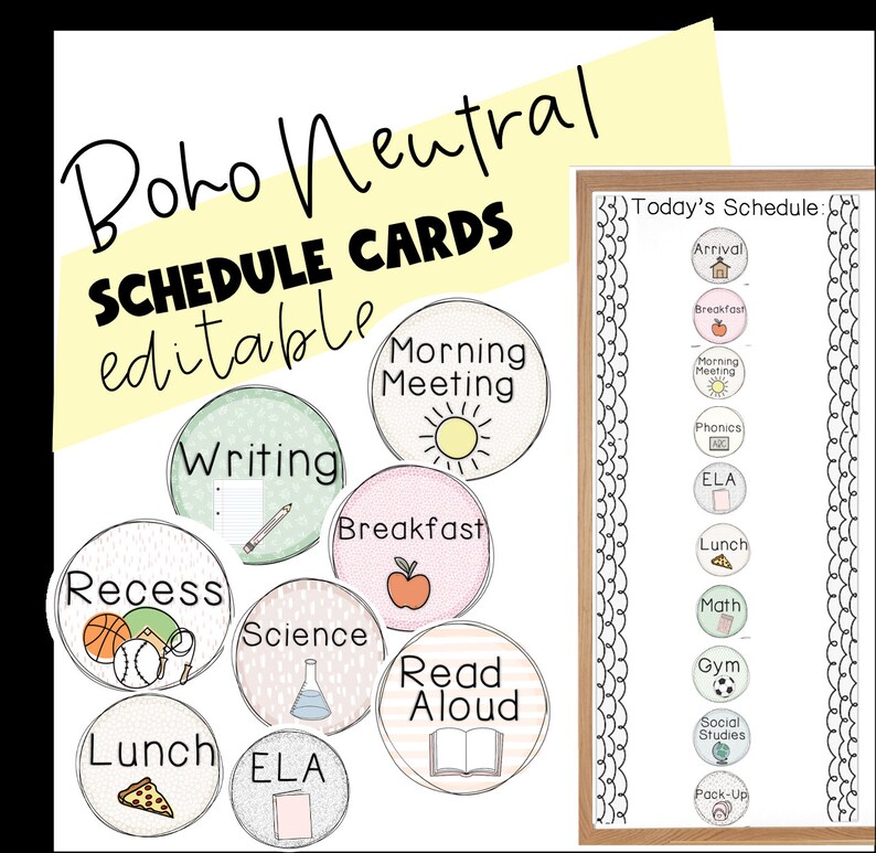 Boho Neutral Schedule Cards *editable - Etsy