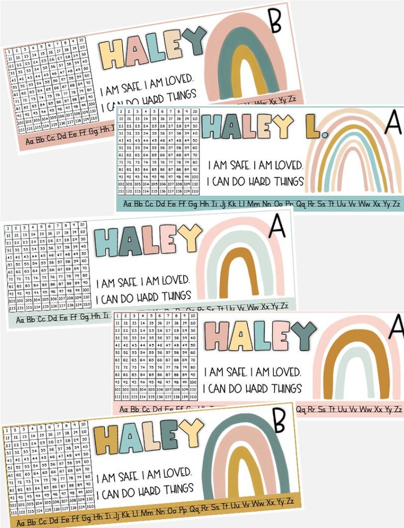 Boho Rainbow Editable Name Tags for Desks! - Etsy