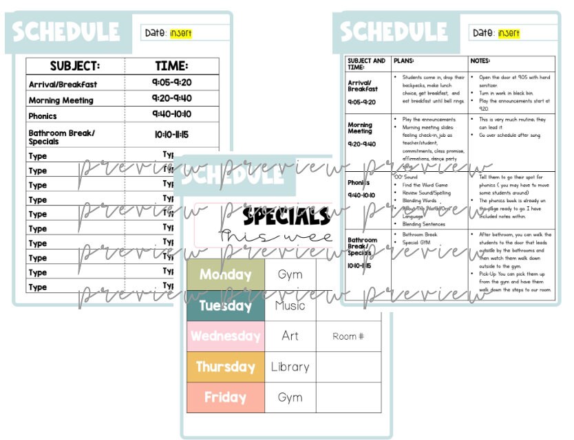 Calm Boho Colors Sub Substitute Binder Template I EDITABLE I Google AND ...