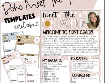 BOHO Meet the Teacher Night L Editable Forms and Materials - Etsy