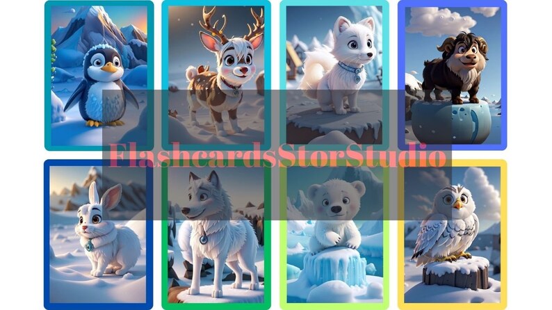 Arctic Animals:adorable Animal Flashcards for Children - Etsy