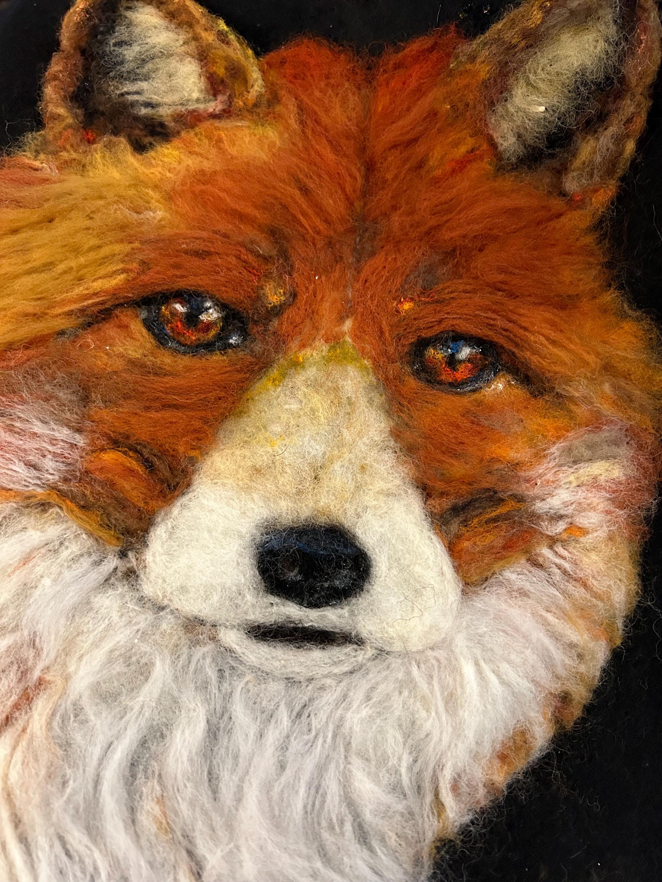 Needle Felted Flat Wool Painting of a Fox - Etsy