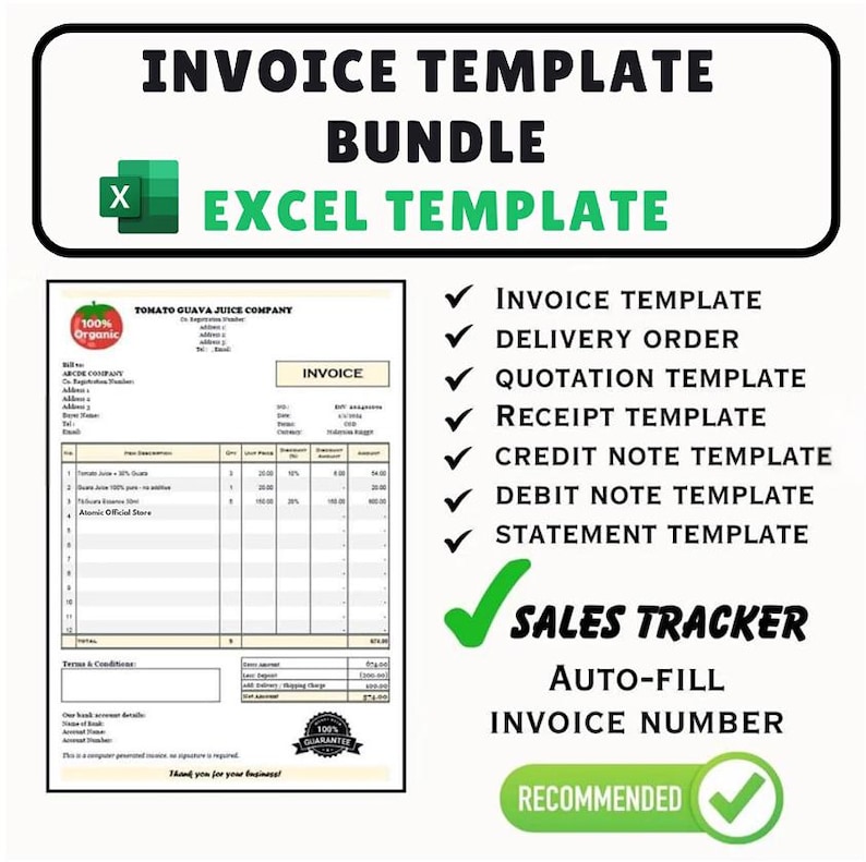 Invoice & Quotation Template Bundle – Easy to Use - Excel Templates - Etsy