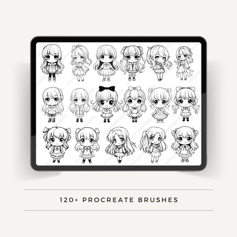 Chibi Procreate Brushes, Procreate Anime Girls Poses Stamps - Etsy