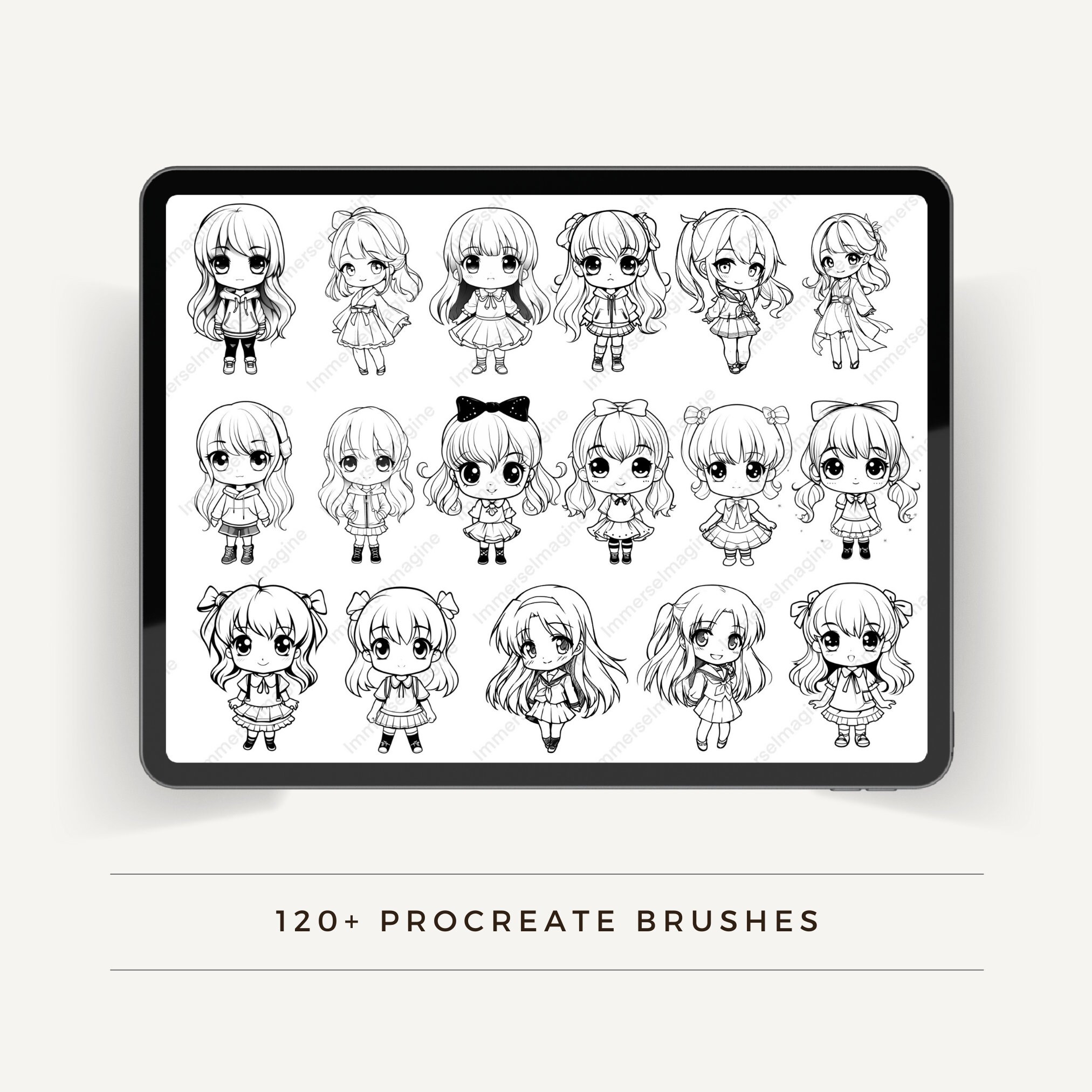 Chibi Procreate Brushes, Procreate Anime Girls Poses Stamps - Etsy